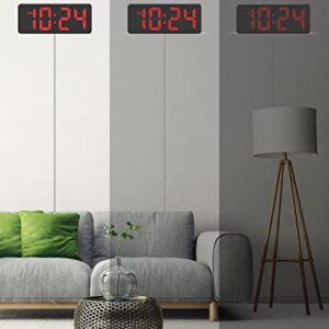 LED Digital Wall Clock with Large Display, Big Digits, Auto-Dimming, Anti-Reflective Surface, 12/24Hr Format, Small Silent Wall Clock for Living Room, Bedroom, Farmhouse, Kitchen, Office