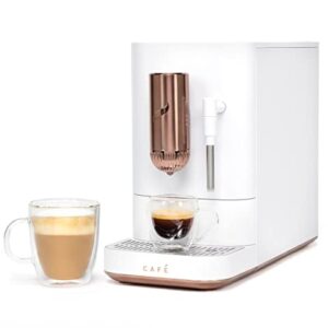 Café Affetto Automatic Espresso Machine + Milk Frother | Built-In & Adjustable Espresso Bean Grinder | One-Touch Brew in 90 Seconds | Matte White, 1.2 Liter, (C7CEBBS4RW3)