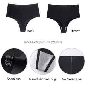 linsgbpo Seamless Thongs for Women No Show High Waist Breathable Thong Underwear Briefs(XL, Multicolour2)