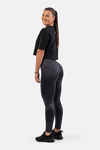 NEBBIA High Waist Glossy Look Bubble Butt Pants 586 Black