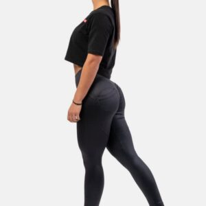 NEBBIA High Waist Glossy Look Bubble Butt Pants 586 Black