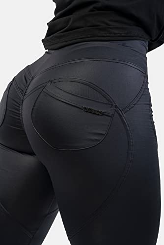 NEBBIA High Waist Glossy Look Bubble Butt Pants 586 Black