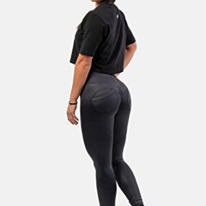 NEBBIA High Waist Glossy Look Bubble Butt Pants 586 Black