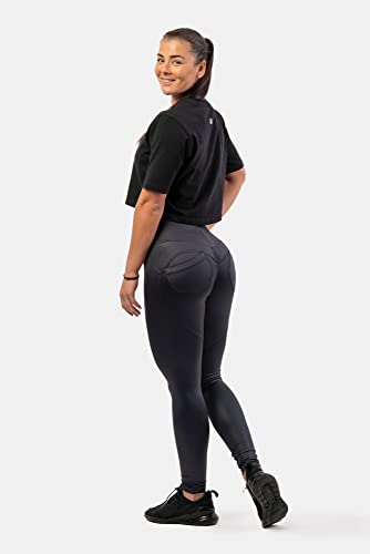 NEBBIA High Waist Glossy Look Bubble Butt Pants 586 Black