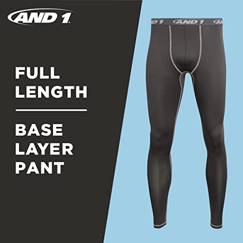 AND1 Men's Performance Leggings - Athletic Compression Base Layer Tights (Size: S-XL), Size X-Large, Black