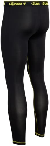 AND1 Men's Performance Leggings - Athletic Compression Base Layer Tights (Size: S-XL), Size X-Large, Black