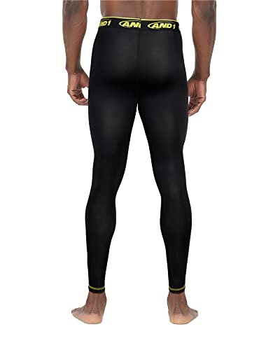 AND1 Men's Performance Leggings - Athletic Compression Base Layer Tights (Size: S-XL), Size X-Large, Black