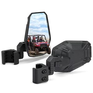 utv side mirrors, kemimoto utv rearview mirrors compatible with pro-fit polaris ranger general can-am defender maverick trail,3-axis rotation breakaway rear view mirror