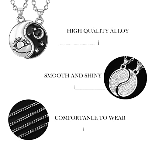 MJartoria BFF Necklace for 2, Best Friend Necklace Set-Yin Yang Tai Chi Pattern Pendant Black and White Taoism Culture Friendship Necklace Matching Gifts Valentines Birthday Thanksgiving Christmas