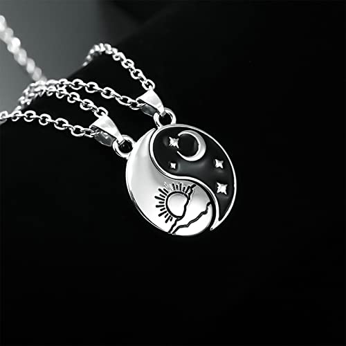 MJartoria BFF Necklace for 2, Best Friend Necklace Set-Yin Yang Tai Chi Pattern Pendant Black and White Taoism Culture Friendship Necklace Matching Gifts Valentines Birthday Thanksgiving Christmas