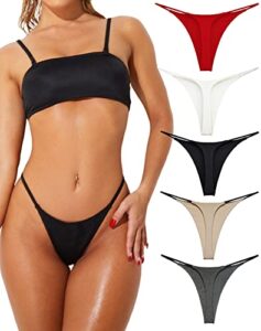 chelectnis g string thongs for women pack low rise string bikini panties women underwear thong 5pack t back tangas