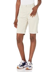 gloria vanderbilt women's utility side tab bermuda short, stonewood, 12 regular