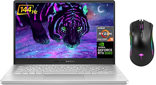 ASUS ROG Zephyrus G14 14" FHD 144Hz VR Ready Gaming Laptop 2022, AMD 8-core Ryzen 9 5900HS (Beats i9-10885H), 24GB RAM, 1TB PCIe SSD, GeForce RTX 3060 6GB, Backlit Keyboard, Win11, White + GM Mouse