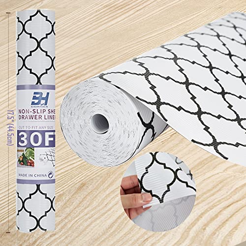 BHCORNERWhite Shelf Liners for Kitchen Cabinets Non-Adhesive,17.5" X30ft Kitchen Drawer Liner, Eva Cabinet Mats for Kitchen Shelves,Waterproof Contact Paper for Cabinets,Refrigerator Liners.