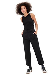 gap womens high rise girlfriend khaki pants, true black, 14 us