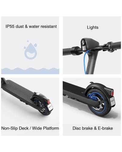 OKAI Electric Scooter for Adults - Up to 28 Miles & 15.5 MPH Commuting Electric Scooter, 300W Motor, 10" Tubeless Tires, Max Load 264 lbs Folding Electric Scooter with Dual Brakes, ES520B