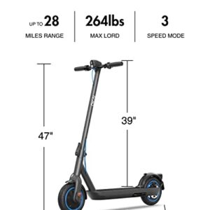 OKAI Electric Scooter for Adults - Up to 28 Miles & 15.5 MPH Commuting Electric Scooter, 300W Motor, 10" Tubeless Tires, Max Load 264 lbs Folding Electric Scooter with Dual Brakes, ES520B