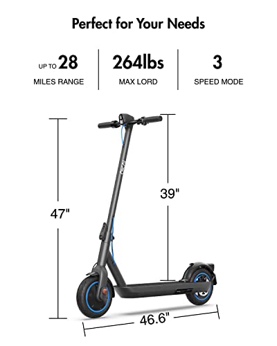 OKAI Electric Scooter for Adults - Up to 28 Miles & 15.5 MPH Commuting Electric Scooter, 300W Motor, 10" Tubeless Tires, Max Load 264 lbs Folding Electric Scooter with Dual Brakes, ES520B