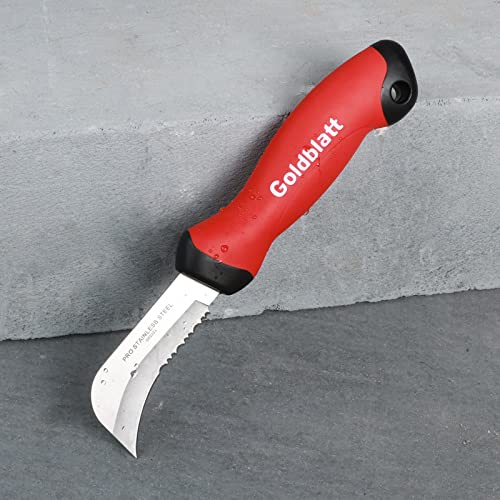 Goldblatt Linoleum Knife - Stainless Steel Roofing & Flooring Knife, Carpenter Knife, Linoleum Cutter with Soft-grip Handle, Hook Knife for Cutting Carpet, Cable Skinning, Wallpaper, Turf