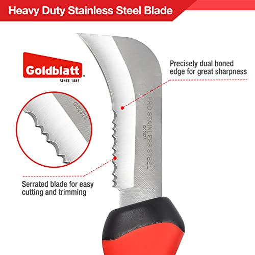 Goldblatt Linoleum Knife - Stainless Steel Roofing & Flooring Knife, Carpenter Knife, Linoleum Cutter with Soft-grip Handle, Hook Knife for Cutting Carpet, Cable Skinning, Wallpaper, Turf