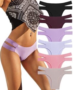 knowyou seamless underwear for women sexy bikini panties no show high cut hipster stretch straps cheeky panty for ladies 6 pack-a-m