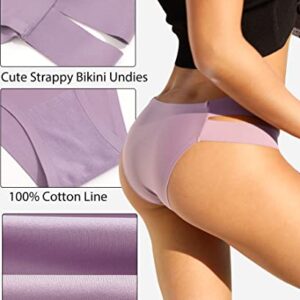 Knowyou Seamless Underwear for Women Sexy Bikini Panties No Show High Cut Hipster Stretch Straps Cheeky Panty for Ladies 6 Pack-A-M