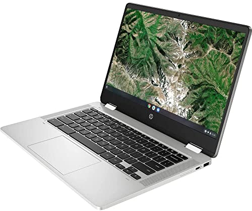 HP Newest Laptop X360 14a Chromebook 14in HD Touchscreen Intel Celeron 4GB DDR4 64GB eMMC WiFi Webcam Stereo Speakers Bluetooth 5 Chrome OS Silver Color (Renewed)