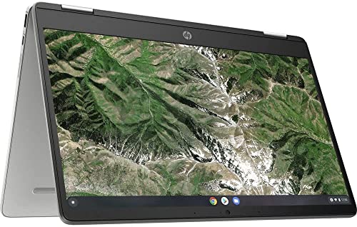 HP Newest Laptop X360 14a Chromebook 14in HD Touchscreen Intel Celeron 4GB DDR4 64GB eMMC WiFi Webcam Stereo Speakers Bluetooth 5 Chrome OS Silver Color (Renewed)