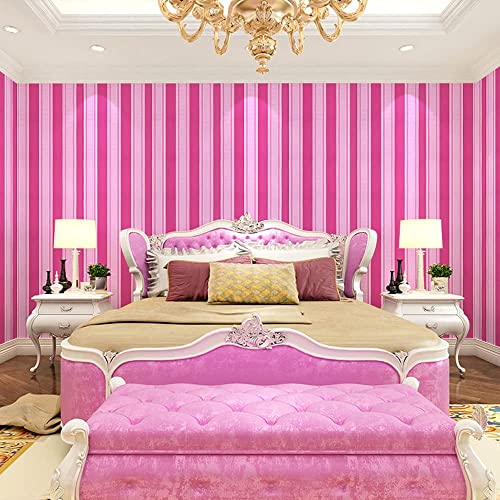 PoetryHome Self Adhesive Vinyl Rose and Pink Stripe Peel and Stick Wallpaper Shelf Liner for Walls Nursery Girls Bedroom Cabinets Dresser Drawer Furniture Decal Removable Waterproof 17.7x117 Inches