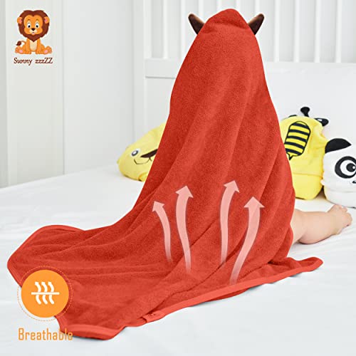 Sunny zzzZZ Baby Hooded Bath Towel and Washcloth Sets, Baby Essentials for Newborn Boy Girl, Baby Shower Towel Gifts for Infant and Toddler - 2 Towel and 8 Washcloths - Owl and Rhino