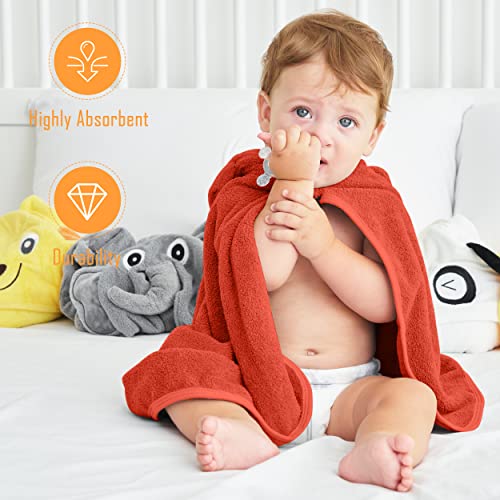 Sunny zzzZZ Baby Hooded Bath Towel and Washcloth Sets, Baby Essentials for Newborn Boy Girl, Baby Shower Towel Gifts for Infant and Toddler - 2 Towel and 8 Washcloths - Owl and Rhino