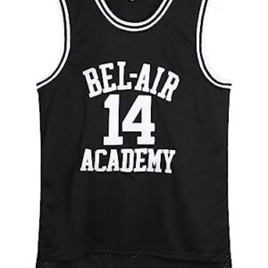 Amzdest 90s The Fresh Prince of Bel Air Academy #14 Jersey Shirt for Men and Women, Unisex Basketball Jersey for Theme Party (Black, Medium)