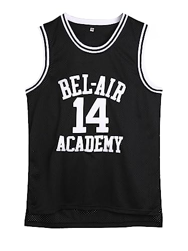 Amzdest 90s The Fresh Prince of Bel Air Academy #14 Jersey Shirt for Men and Women, Unisex Basketball Jersey for Theme Party (Black, Medium)