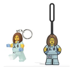 lego nurse keychain light and silicone bag tag bundle