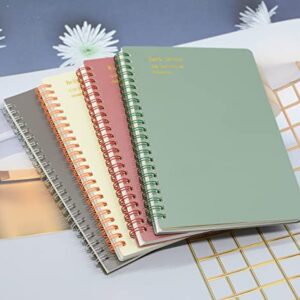 Yansanido Spiral Notebook, 4 Pcs 4 Color A5 Thick Plastic Hardcover 7mm College Ruled Paper 80 Sheets (160 Pages) Journal for School and Office Supplies (4 Pcs A5)