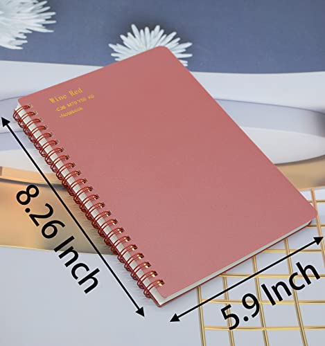 Yansanido Spiral Notebook, 4 Pcs 4 Color A5 Thick Plastic Hardcover 7mm College Ruled Paper 80 Sheets (160 Pages) Journal for School and Office Supplies (4 Pcs A5)