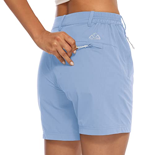 TBMPOY Women's Hiking Cargo Shorts Quick Dry with Pockets Lightweight Work Golf Short Outdoor Active Summer for Women Blue Purple L