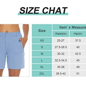 TBMPOY Women's Hiking Cargo Shorts Quick Dry with Pockets Lightweight Work Golf Short Outdoor Active Summer for Women Blue Purple L