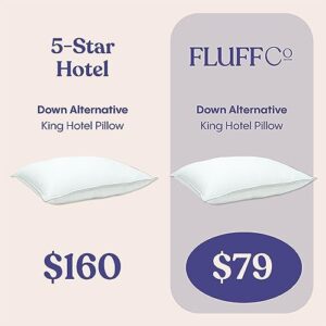 FluffCo. Down Alternative King Size Pillows | Luxury Hotel-Quality Cooling Pillow | Luxurious Breathable Microfiber Polyester Pillow | 300 Thread Count (King Size Soft - Pack of 1)