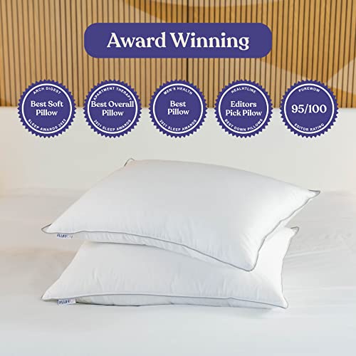 FluffCo. Down Alternative King Size Pillows | Luxury Hotel-Quality Cooling Pillow | Luxurious Breathable Microfiber Polyester Pillow | 300 Thread Count (King Size Soft - Pack of 1)