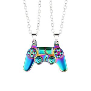 magnetic game controller necklace for couple matching console handle pendant for best friends friendship valentine's gifts him and her lovers bff jewelry-colorful