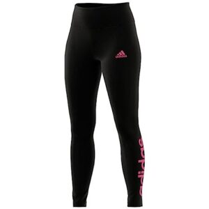 adidas womens loungewear essentials high-waisted logo leggings, black/pulse magenta, x-small us