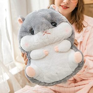 Wgxzyq Hamster Plushie Toy Hamster Stuffed Animal Plush Toy Birthday Xmas Gift for Kids Boys Girls (15.6inch, Grey)