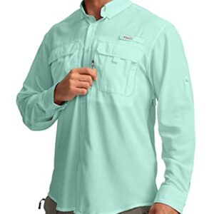 Men's Sun Protection Fishing Shirts Long Sleeve Travel Work Shirts for Men UPF50+ Button Down Shirts with Zipper Pockets(Arona Small)