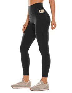 crz yoga womens butterluxe workout leggings 25 inches - high waisted gym yoga pants with pockets buttery soft black medium