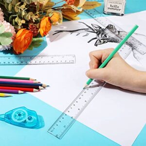 100 Pieces 12 Inch Ruler Bulk Clear Plastic Flexible Rulers with Centimeters and Inches Kids Ruler Straight Metric Ruler Drafting Measuring Tool for Classroom School Students Families Education