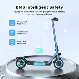 isinwheel S9MAX Electric Scooter, 500W Motor, Up to 22 Miles Range, Top Speed 21.7 MPH, 10-inch Solid Tires, Electric Scooter Adults with Front and Rear Dual Suspension, Dual Braking System & App