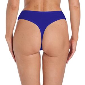 Xlndsoea Women's High Waisted Ribbed Cotton Thongs Stretchy Sport Panties High Cut Breathable Underwear 6-Pack Dark Colors