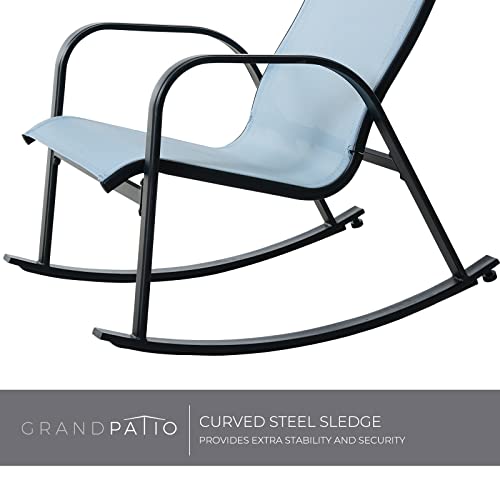 Grand patio Outdoor Mesh Sling Rocking Chair, Steel Rocker Seating Outside for Front Porch, Garden, Patio, Backyard (Blue 1PC)