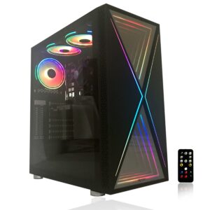 alarco gaming pc desktop computer intel i7 3.40ghz,16gb ram,1tb hard drive,windows 10 pro,wifi ready,video card nvidia gtx 750 4gb, 3 rgb fans with remote